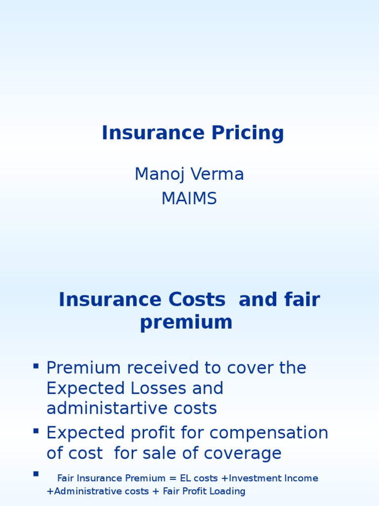 Insurance Pricing: Manoj Verma Maims | PDF | Insurance | Equity (Finance)