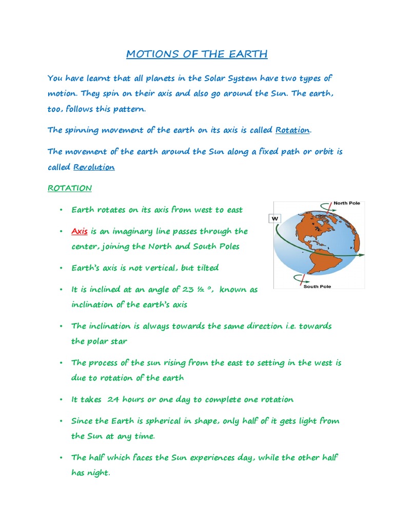 Rotation and Revolution Notes | PDF