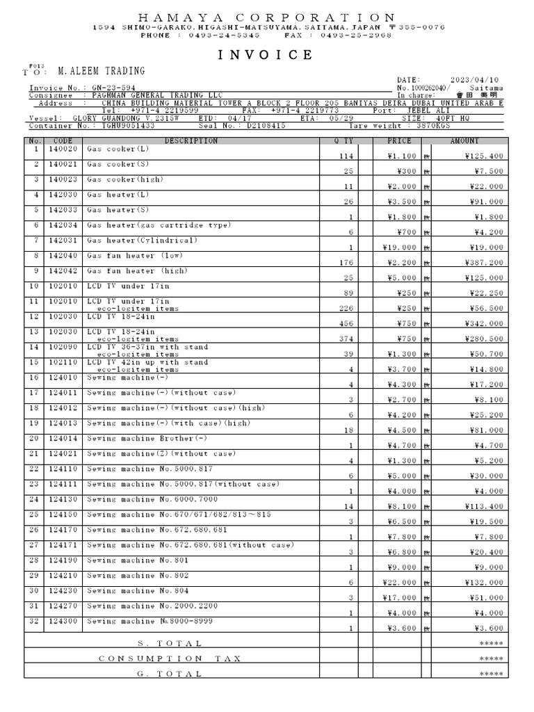 0410 (月) 本店 m.aleem Trading ドバイ向け | PDF