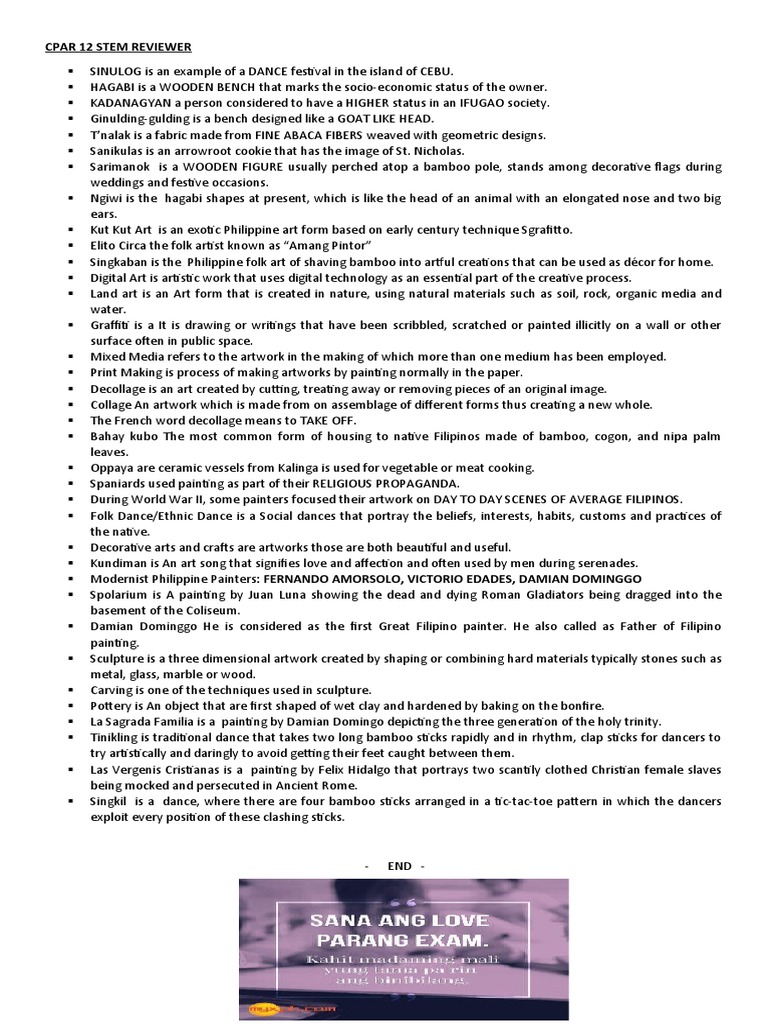 Cpar 12 Stem Reviewer | PDF | Paintings | Sculpture