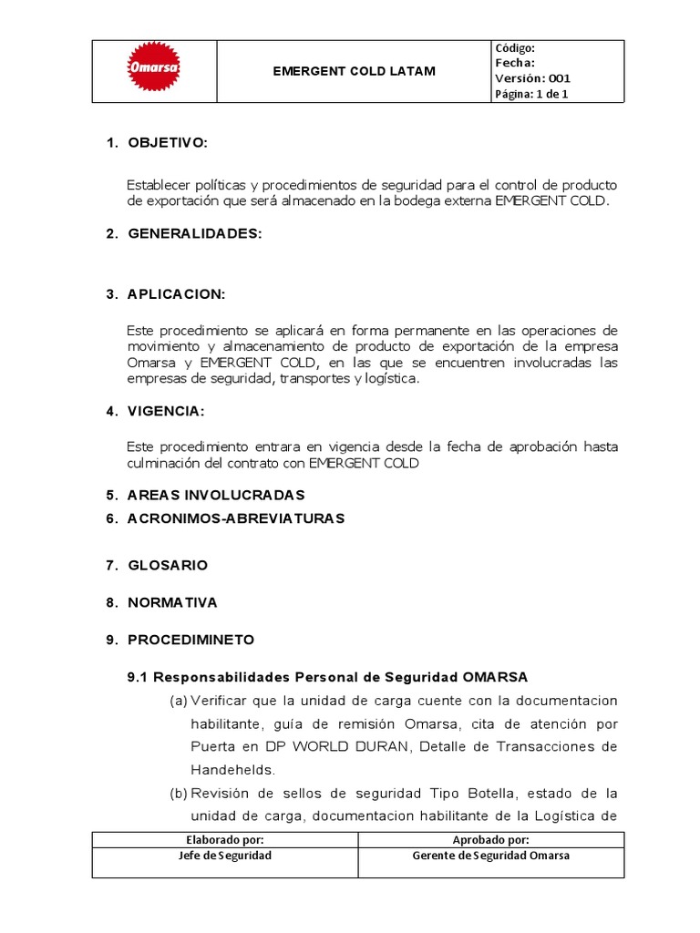 Procedimiento de EMERGENT COLD | PDF