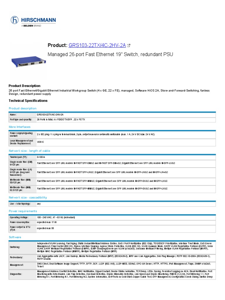 GRS103 22TX4C 2HV 2A - Techdata | PDF