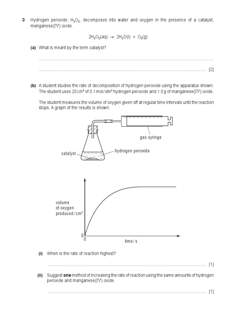Rate of Reaction Worksheet | PDF