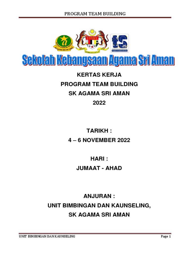 Kertas Kerja Team Building SK Agama Sri Aman | PDF