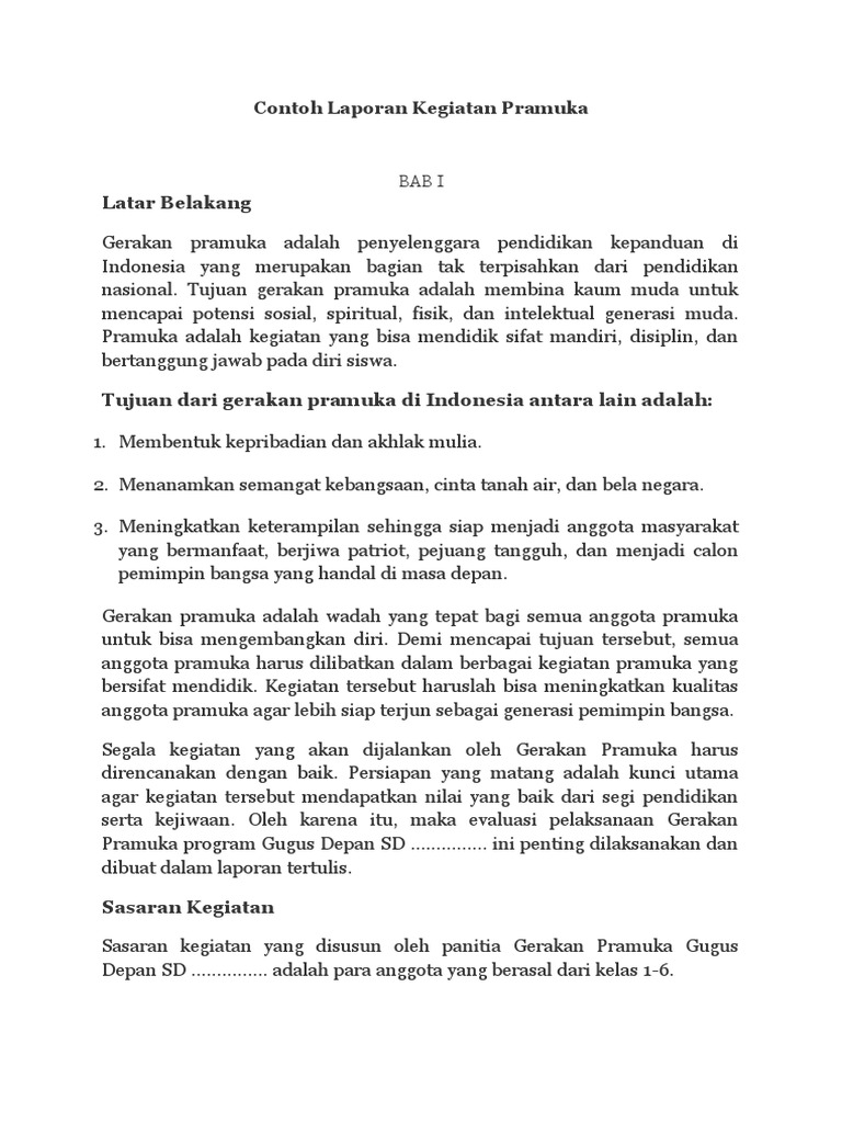 Contoh Laporan Kegiatan Pramuka | PDF