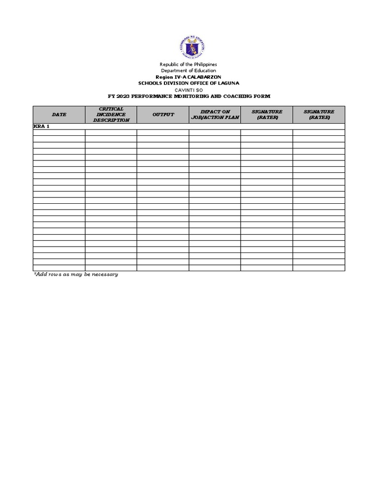 FY 2023 Performance Monitoring and Coaching Form | PDF