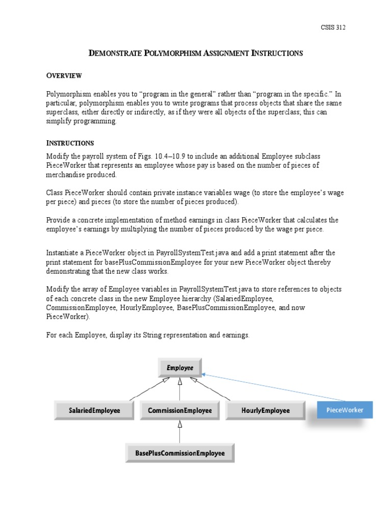 Demonstrate Polymorphism Assignment Instructions | PDF
