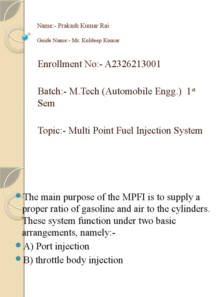 MPFI (Muti Point Fuel Injection System) | PDF