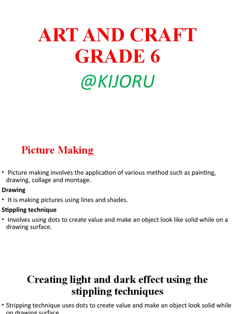 Grade 6 Art and Craft Techniques | PDF | Drawing | Composition (Visual ...