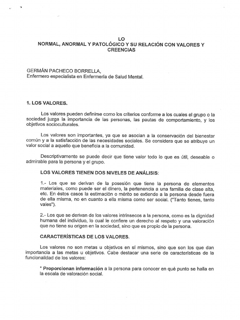 Sin Fecha LO NORMAL ANORMAL Y LO PATOLÓGICO GERMÁN PACHECO | PDF