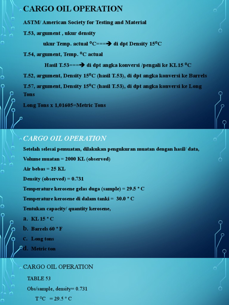 Aot Cargo Oil Calculate | PDF | Barrel (Unit) | Density