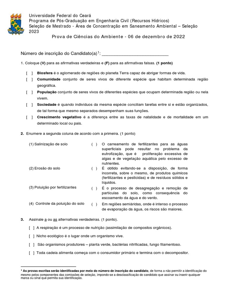 Prova M.sa 2022 | PDF