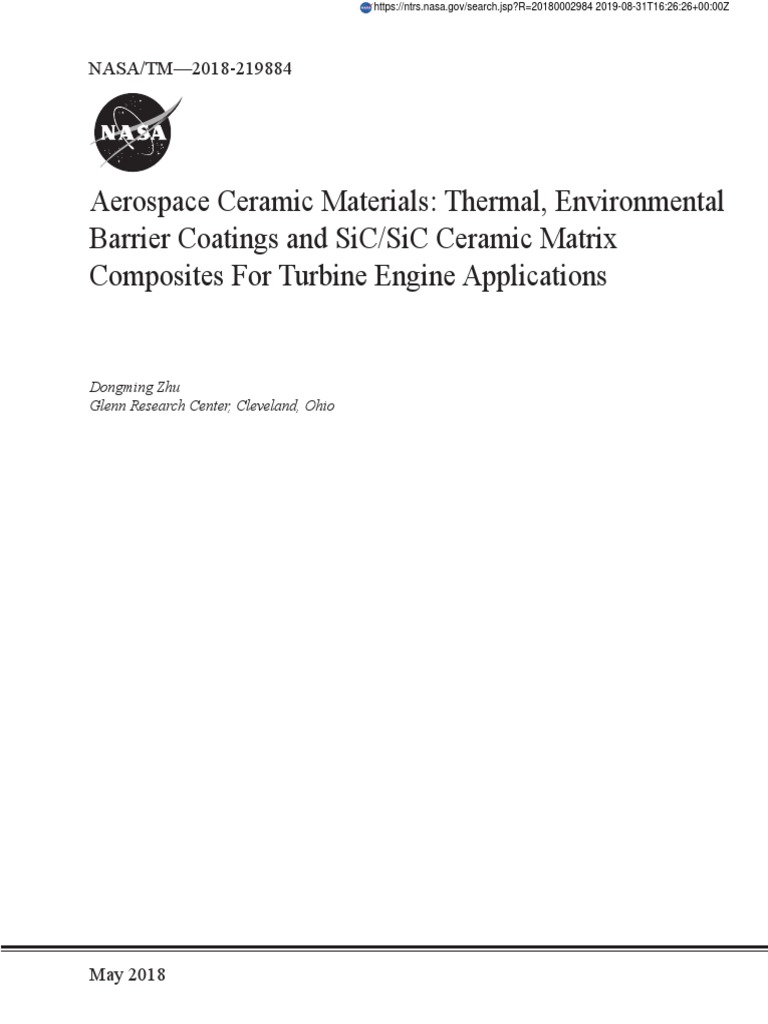Aerospace Ceramic Materials: Thermal, Environmental Barrier Coatings ...