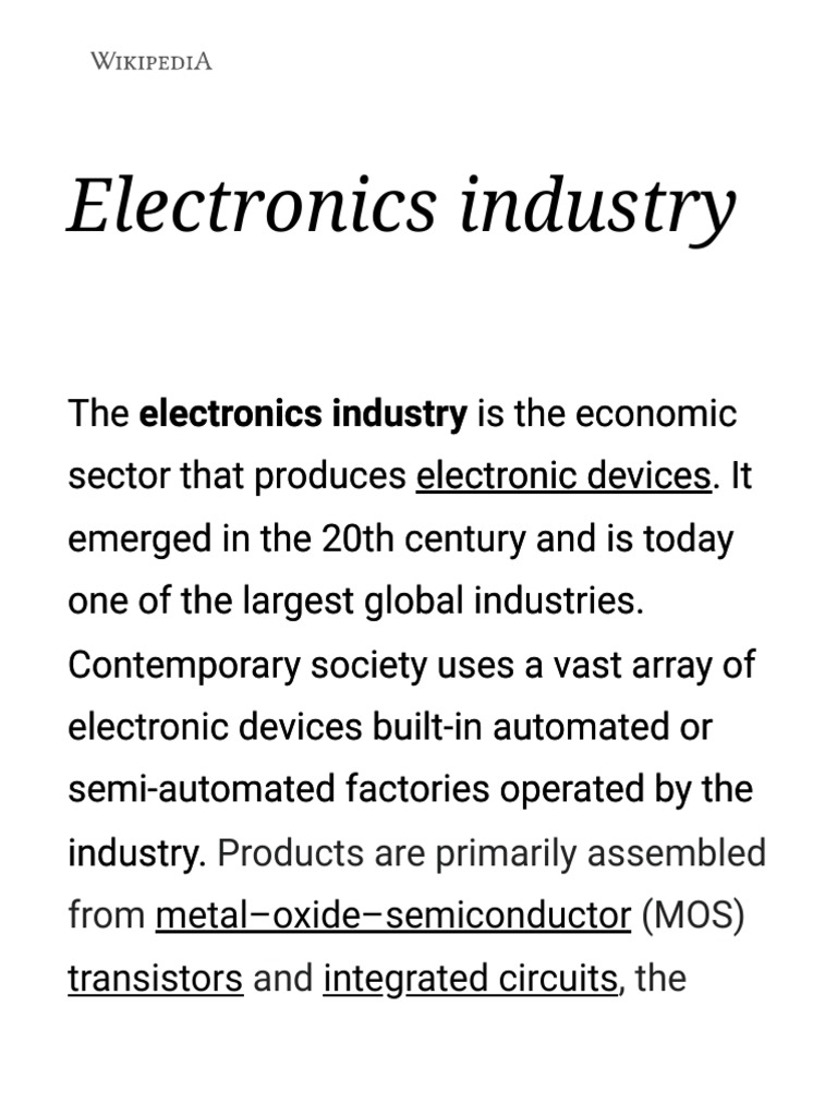 Electronics Industry - Wikipedia | PDF | Technology & Engineering