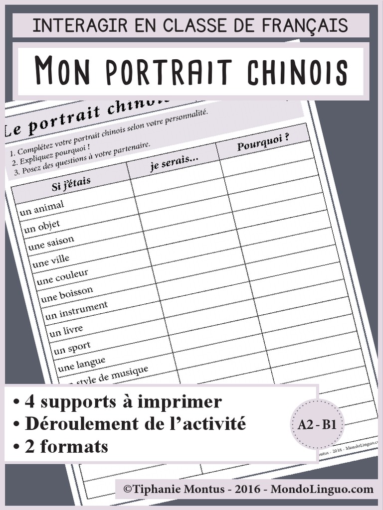 Hypothèses Portrait Chinois Liste | PDF