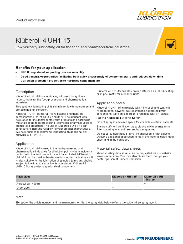 Klüberoil 4 UH1-15 | PDF