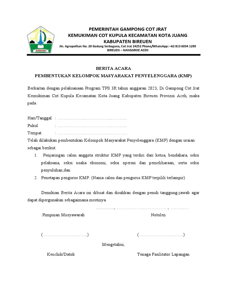 Berita Acara Pembentukan KMP | PDF Berita Acara Pembentukan KMP | PDF