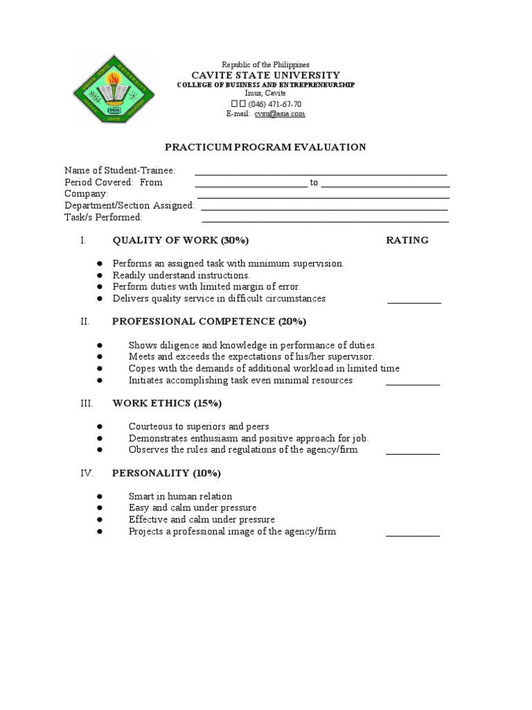 Ojt Evaluation Form | PDF