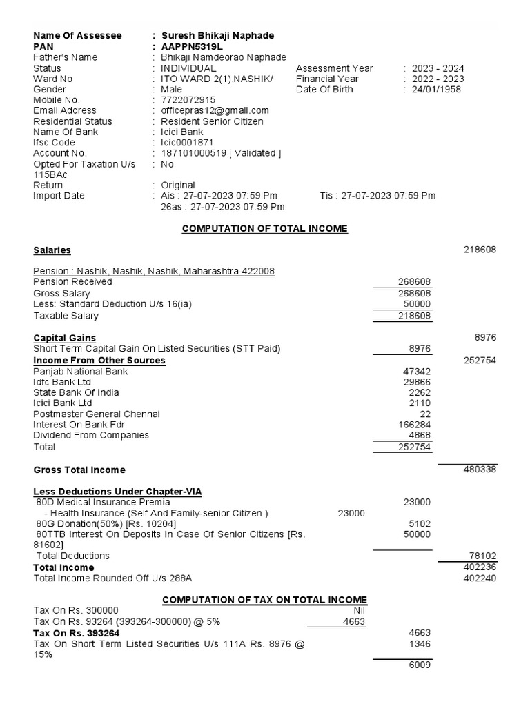 Suresh Naphade Computation | PDF | Taxes | Government Finances