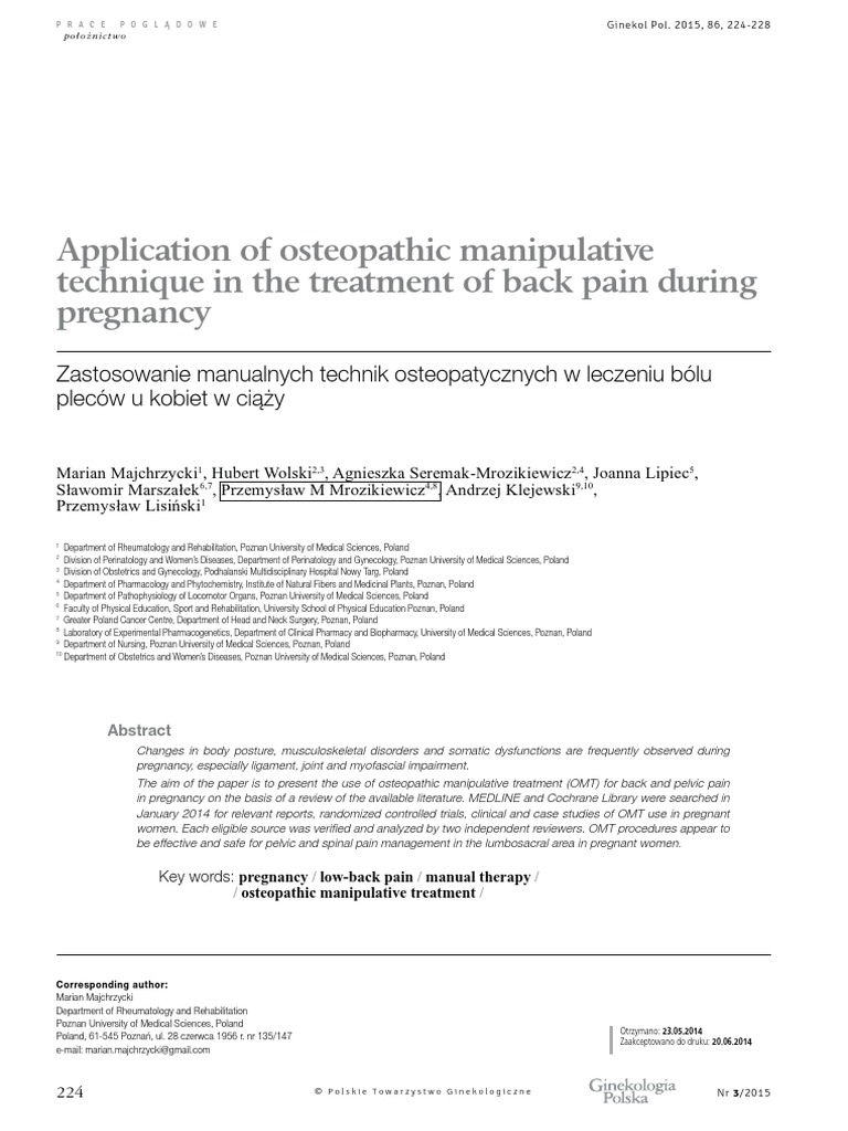 Application of osteopathic manipulative technique in the treatment of ...