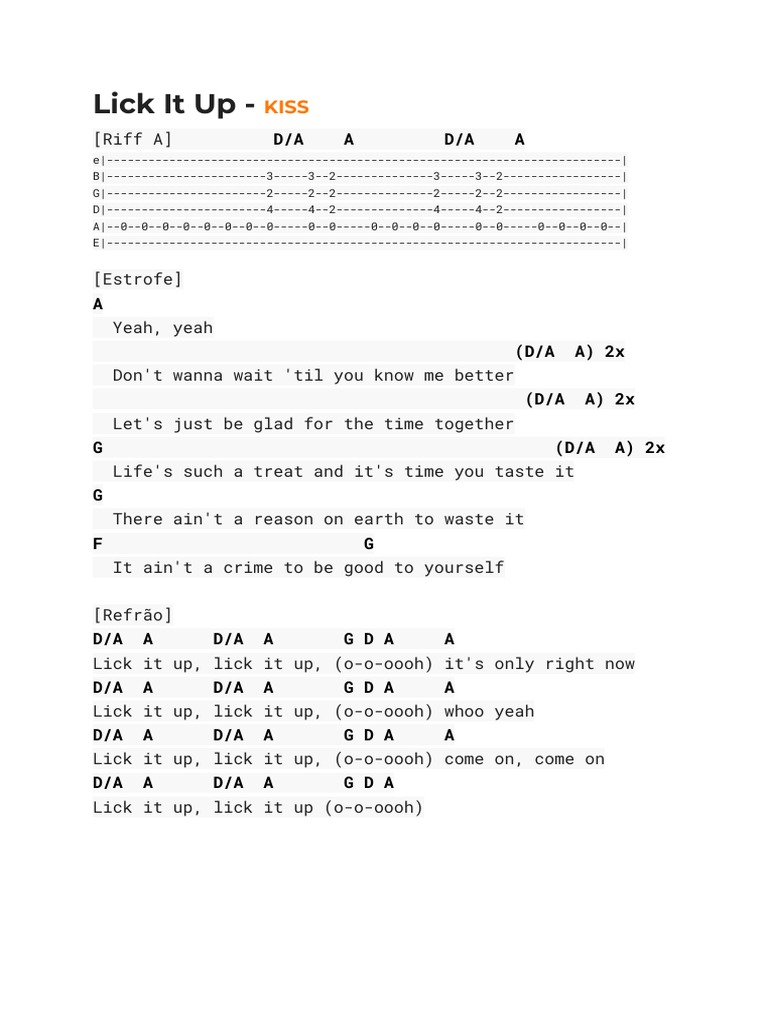 Lick It Up - KISS | PDF