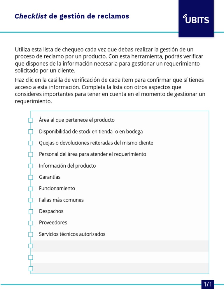 Checklist para Gestión de Reclamos | PDF