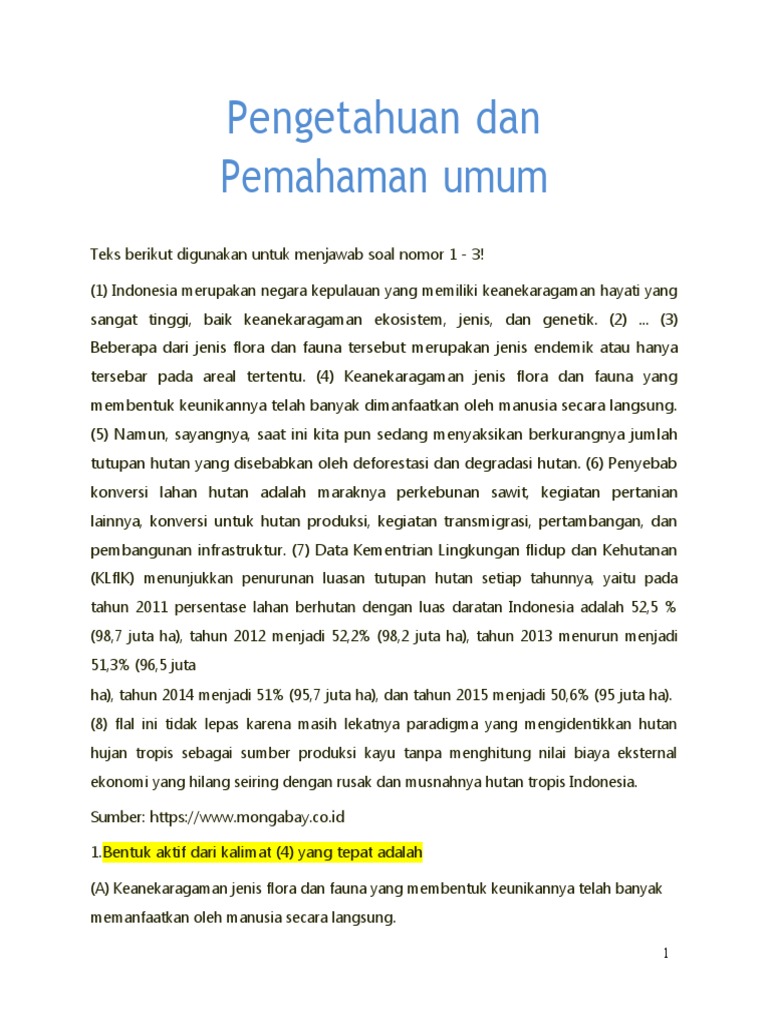 Soal Latihan Ppu 1 | PDF