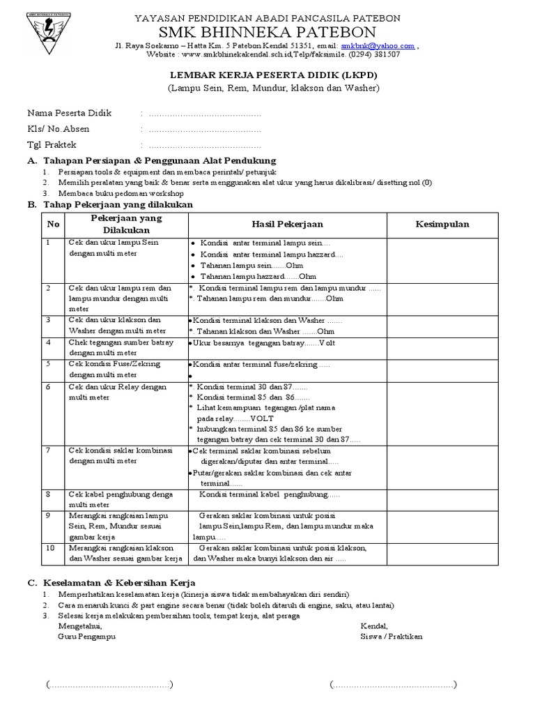 LKPD Kelistrikan Body XI TKR | PDF