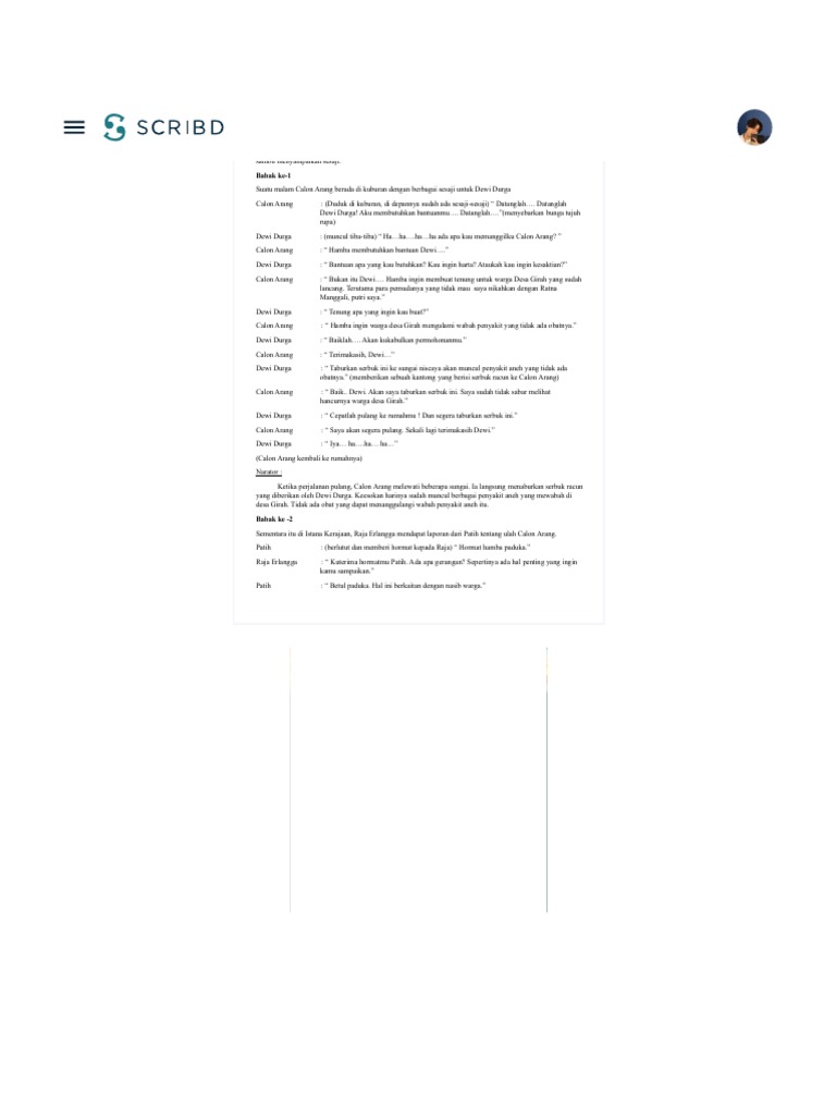 Drama Calon Arang 2 - PDF | PDF | Griya & Taman | Fiksi Misteri ...