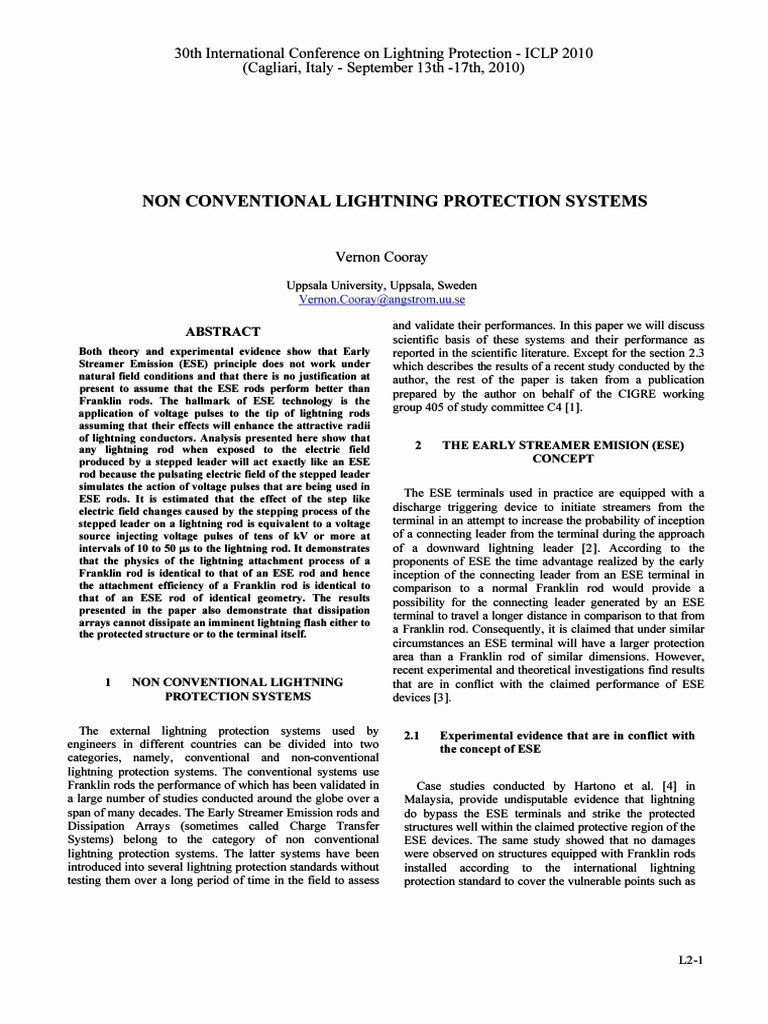 Non Conventional Lightning Protection Systems - ESE | PDF | Science ...