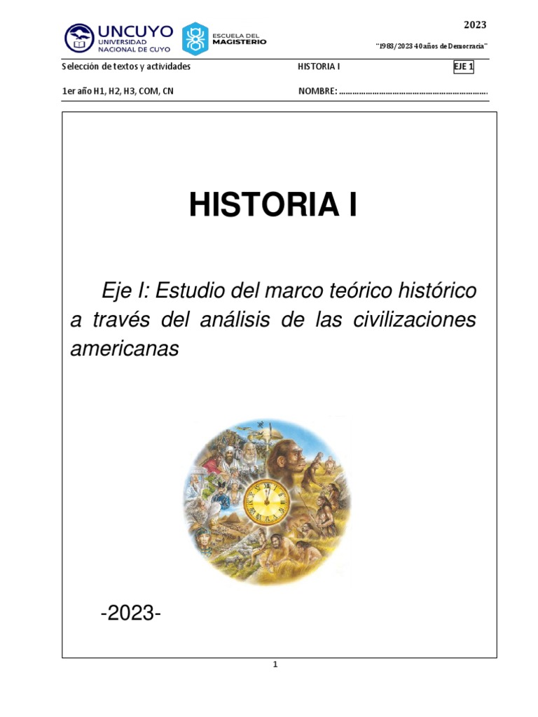 Cuadernillo 2023 Unidades 1 Y 2 Con Trabajos Prácticos 1 Historia 1