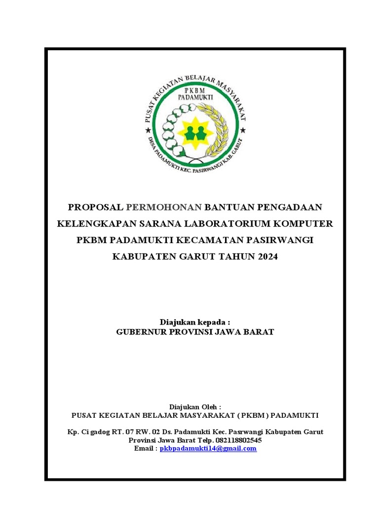Proposal Sarpras PKBM Padamukti 2024 | PDF