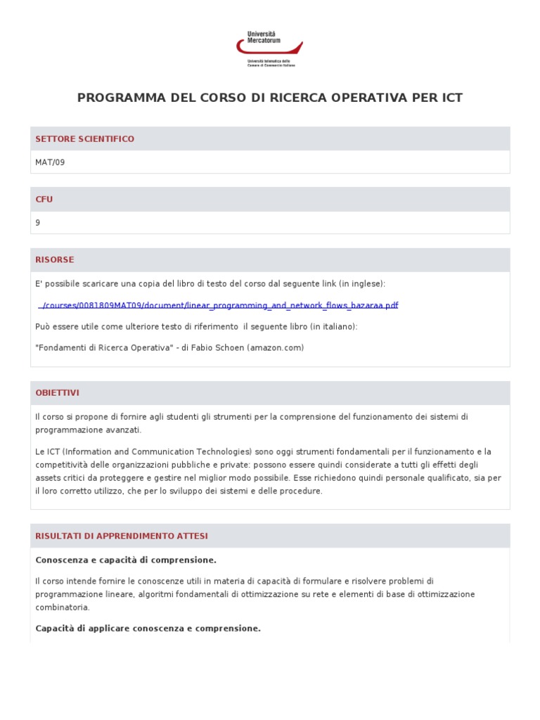 Programma 0081809MAT09 | PDF