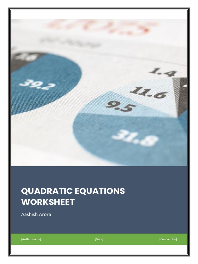 Quadratic Equations Worksheet | PDF