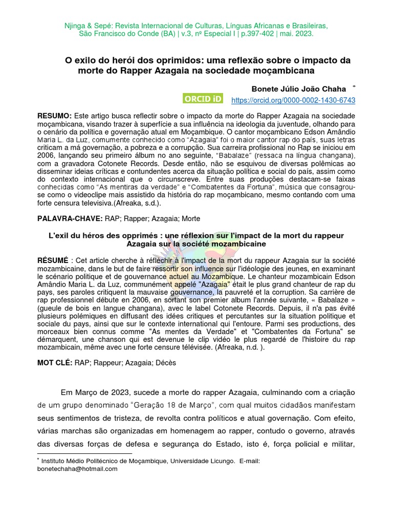 O Exilo Do Herói Dos Oprimidos: Uma Reflexão Sobre o Impacto Da Morte ...