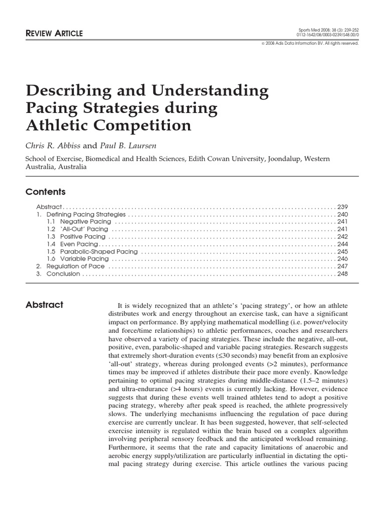 Describing and Understanding Pacing Strategies Dirung Athletic ...