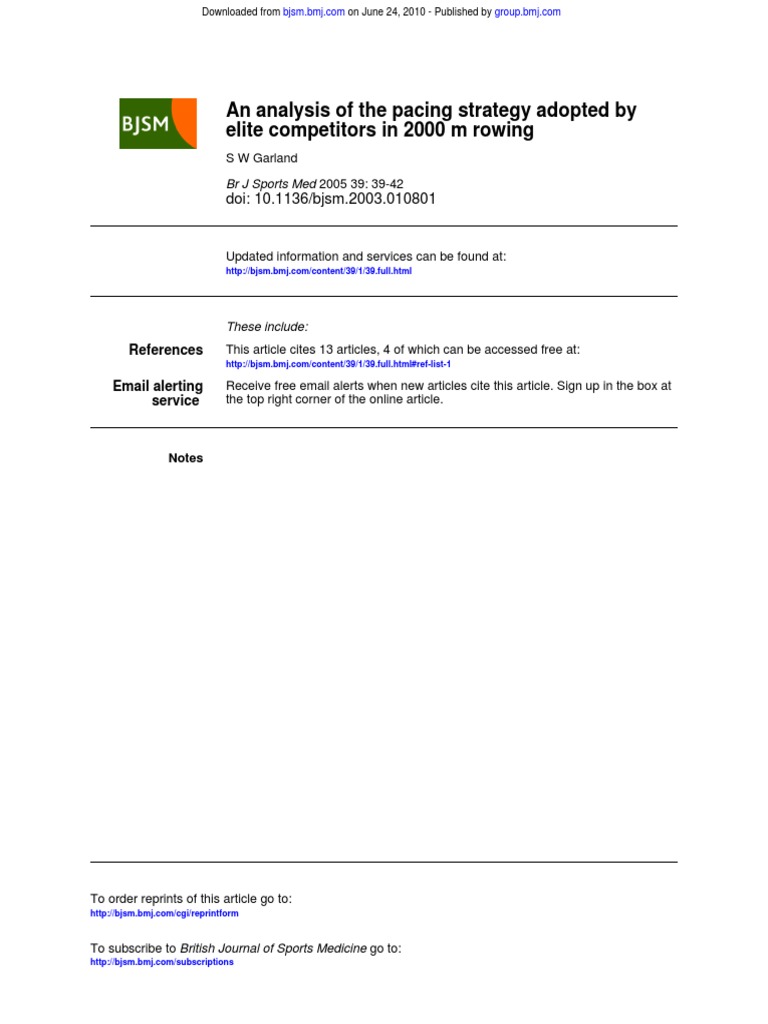 Garland (2005) An Analysis of The Pacing Strategy Adopted by Elite ...