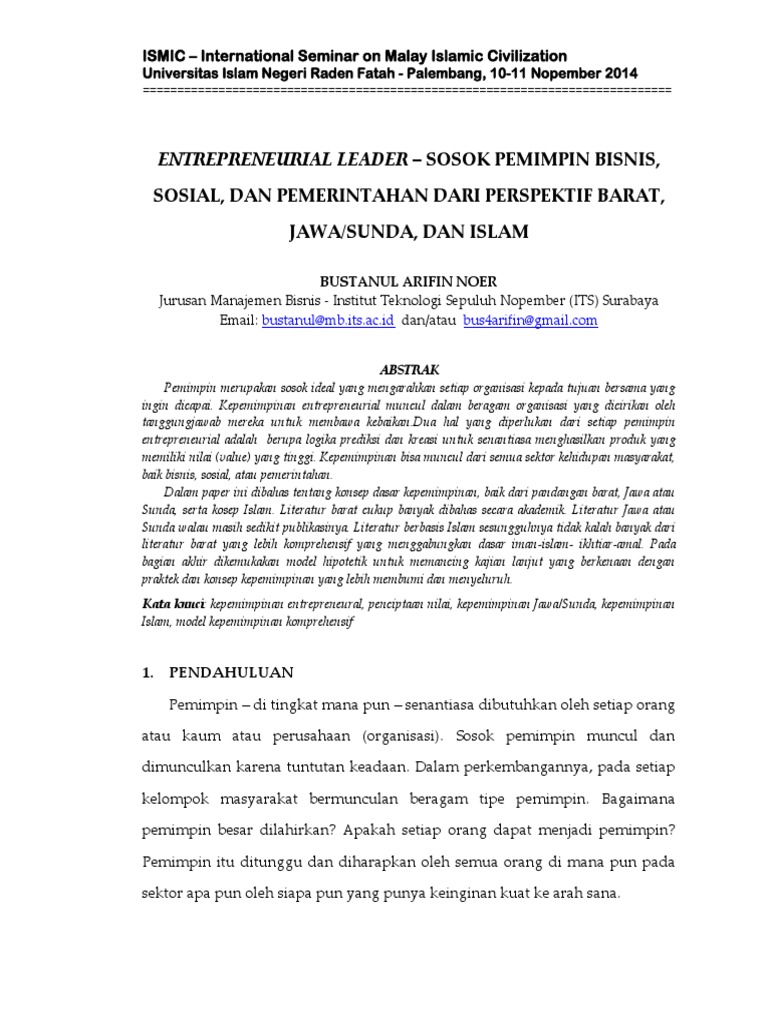 Entrepreneurial Leader - Sosok Pemimpin Bisnis, Sosial, Dan ...