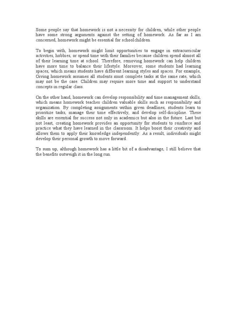 Homework Essay | PDF | Self-Improvement