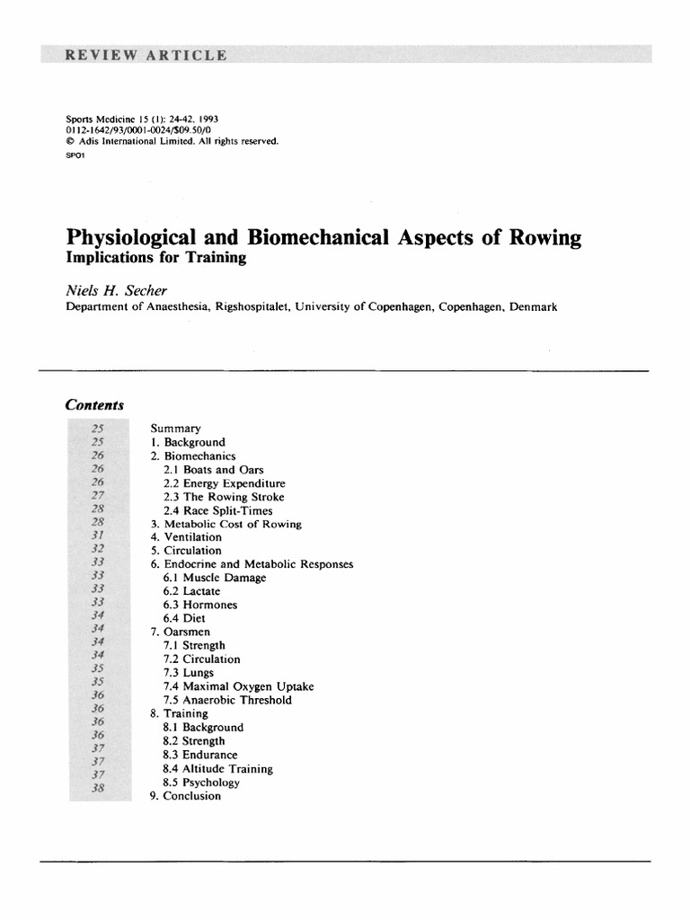 Physiological and Biomechanical Aspects of Rowing | PDF