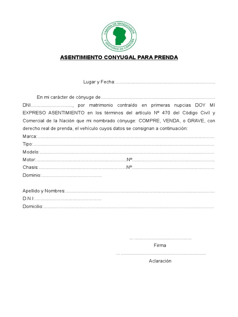 ASENTIMIENTO-CONYUGAL-PARA-PRENDA | PDF