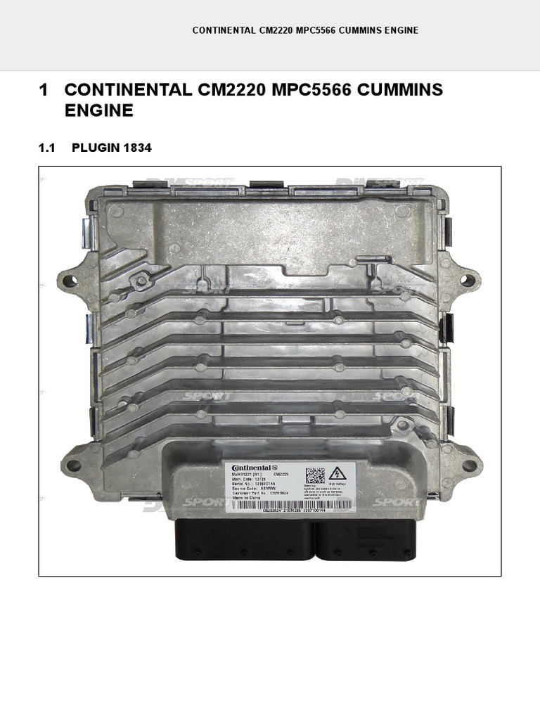 Continental Cm2220 Mpc5566 Cummins Engine | PDF