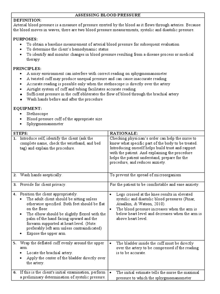 Assessing Blood Pressure | PDF | Blood Pressure | Cardiovascular System