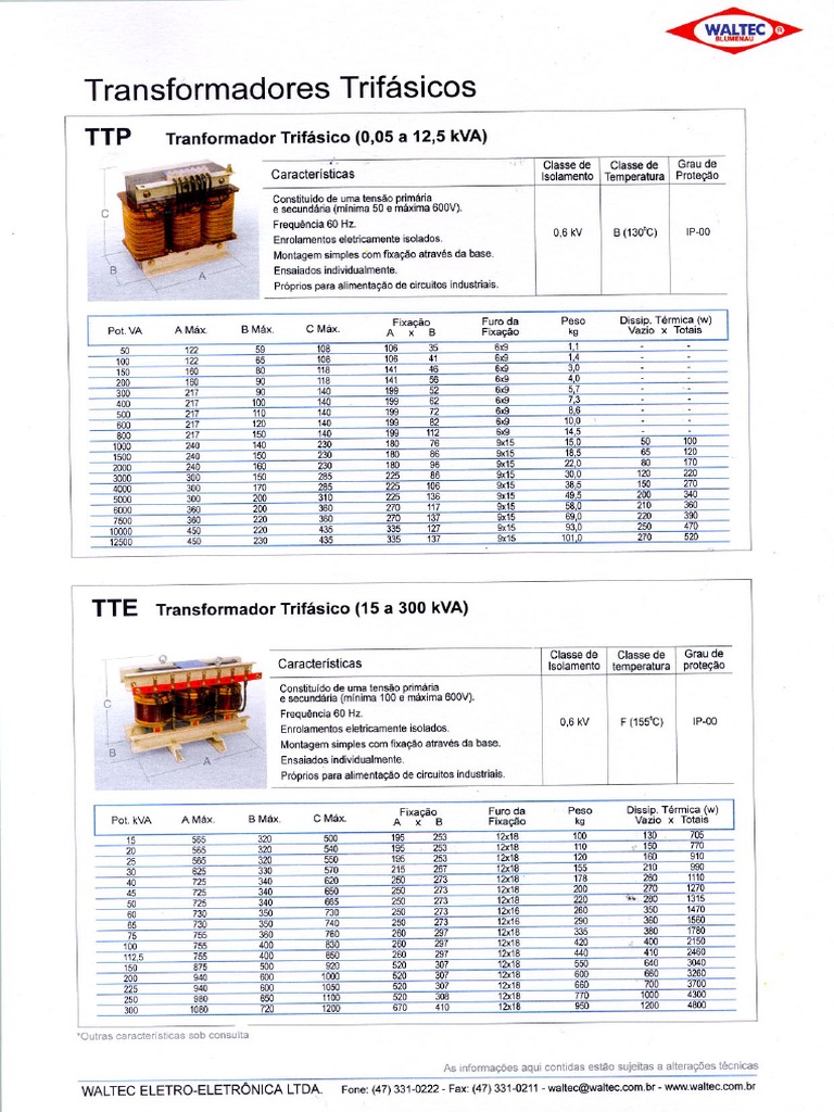 Waltec trafo trifásicos ttp-tte | PDF