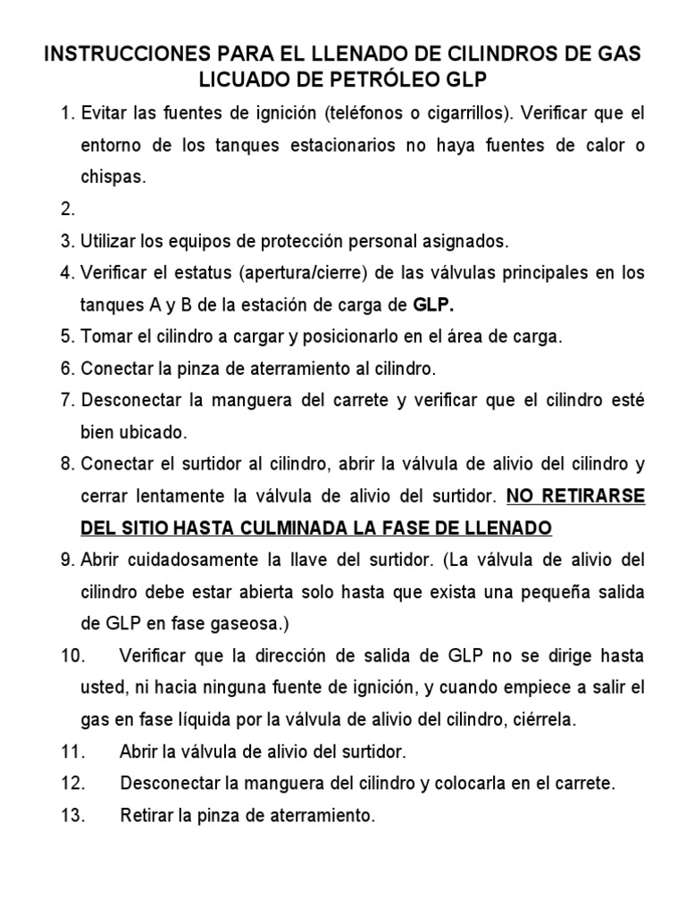 Instrucciones Llenado GLP Seguro | PDF