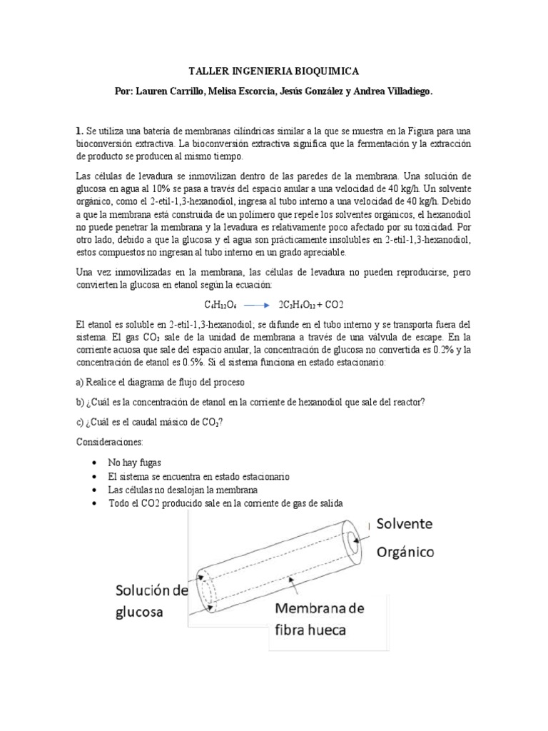 Taller Reactores Continuos y Balance de Masas | PDF | Sustancias químicas | Ciencias fisicas