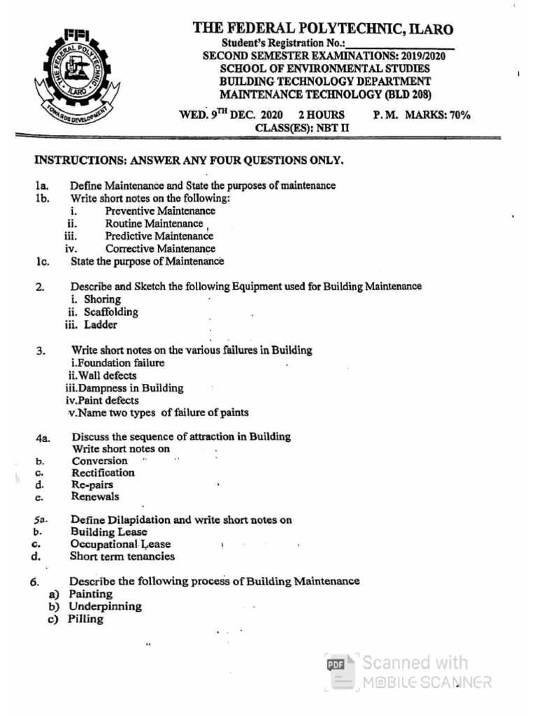 Nd2 Building Technology Past Question | PDF