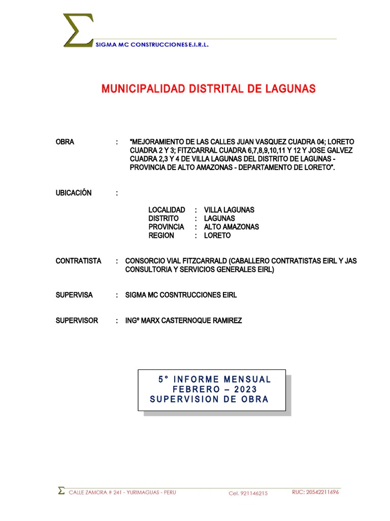 Informe de Valorizacion de Supervision | PDF | Hormigón | Materiales de construcción