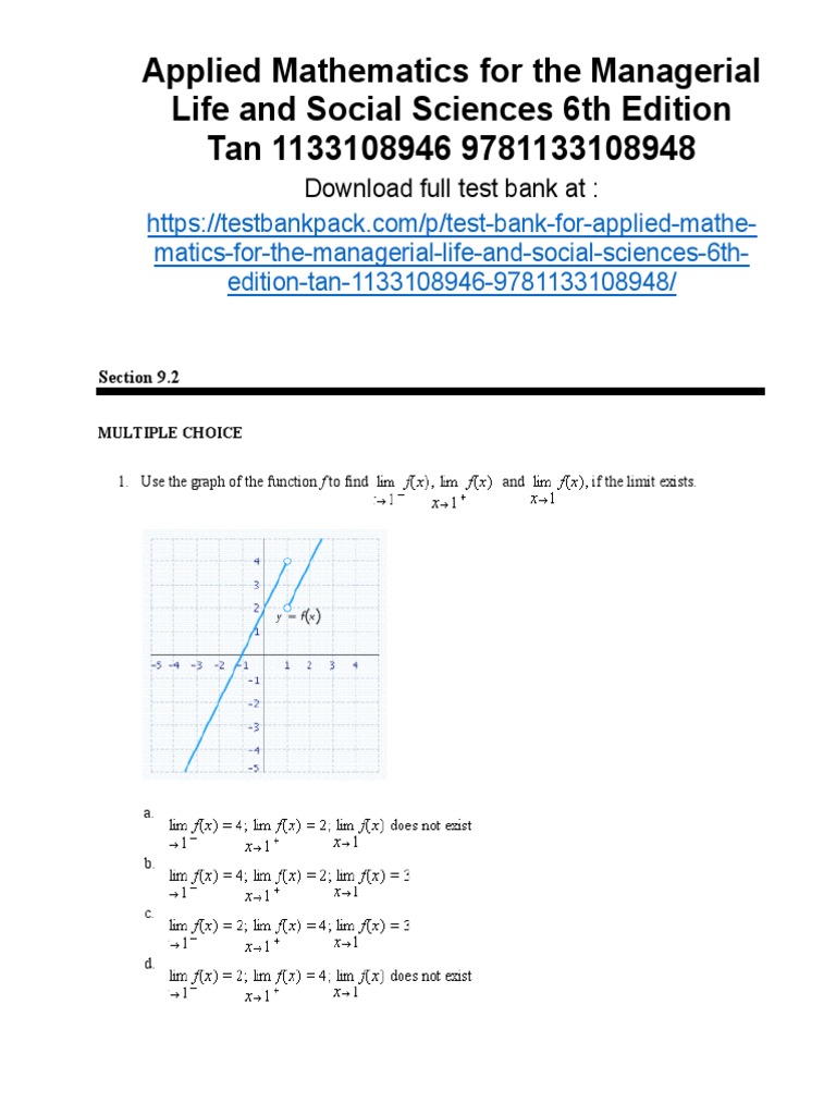Applied Mathematics For The Managerial Life and Social Sciences 6th ...