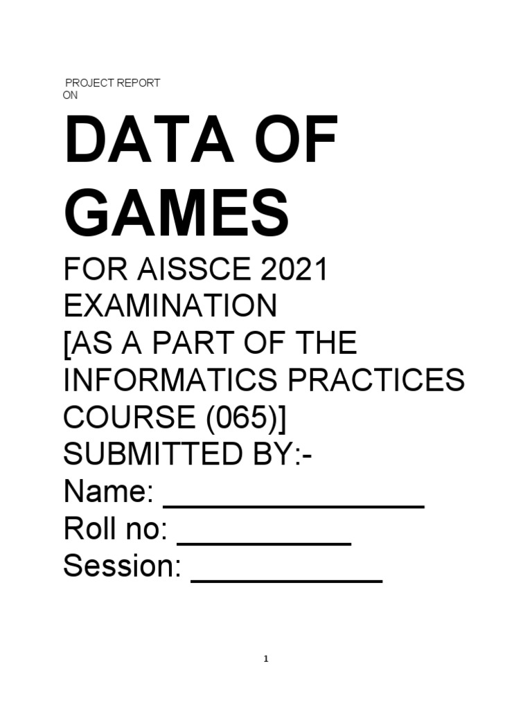 Project Report-Data of Games | PDF